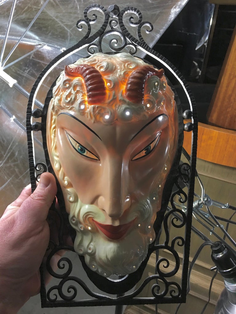 Set of Seven Marcel Bever Art Deco Mask Wall Lights For Sale at 1stdibs