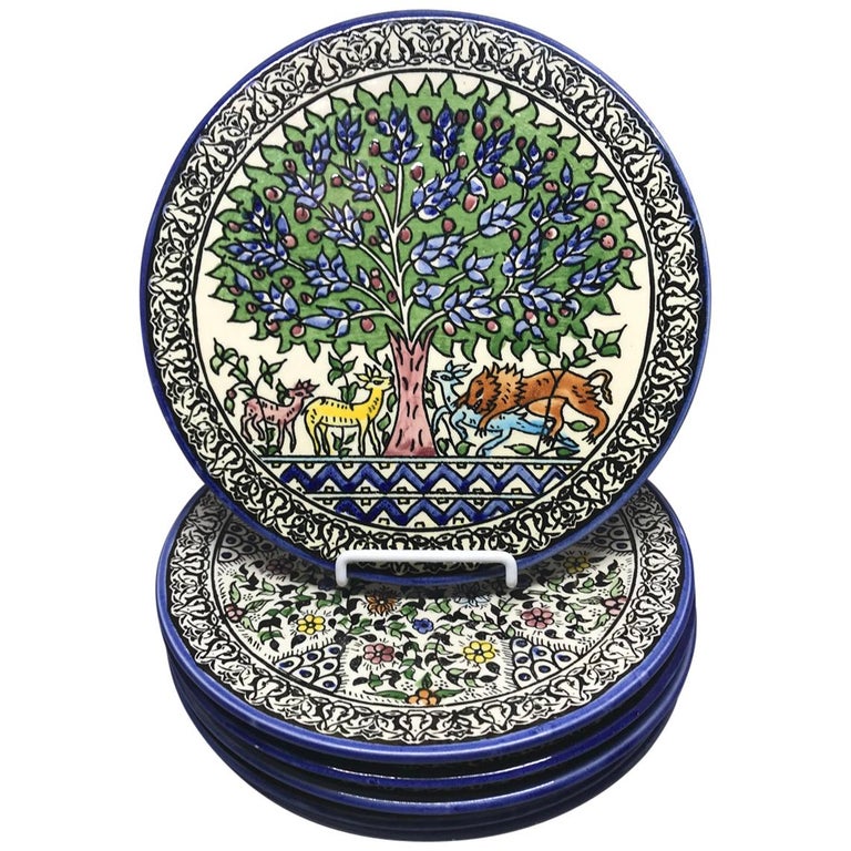 Set of Six Mediterranean Blue Plates at 1stDibs