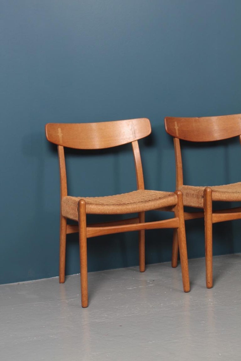 Set of Six Midcentury CH 23 Side Chairs in Oak by Wegner Danish Design ...