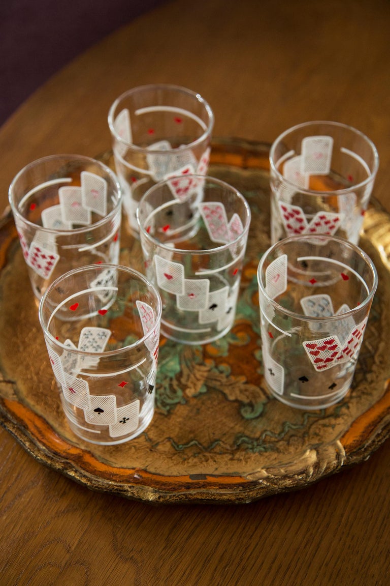 Set of Six Midcentury Game Glasses, Europe, 1960s For Sale at 1stDibs