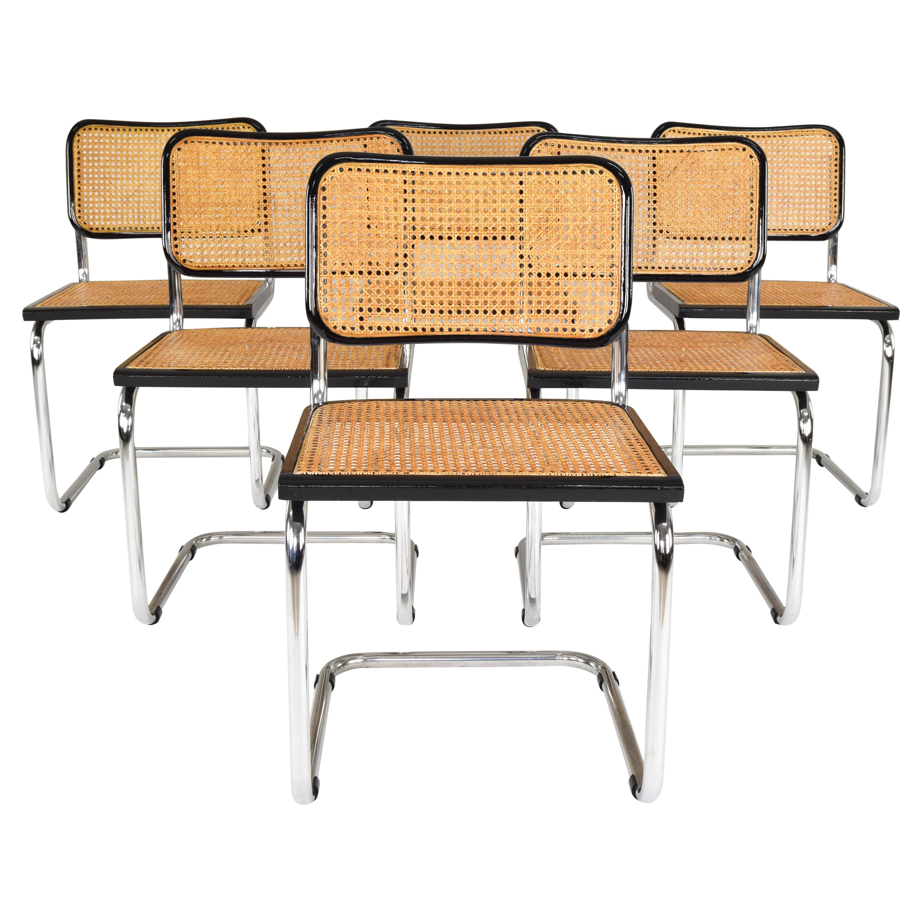 Set of Six Mid-Century Modern Marcel Breuer B32 Cesca Chairs, Italy ...
