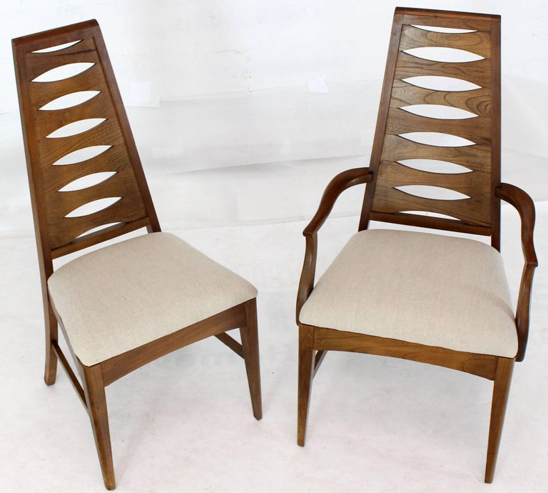 Set of Six Mid-Century Modern Tall Tapered Shape Back Dining Chairs For ...