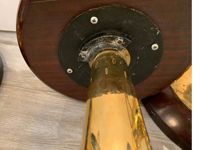 Set of Six Midcentury Solid Mahogany and Brass Nautical Bar Stools For ...