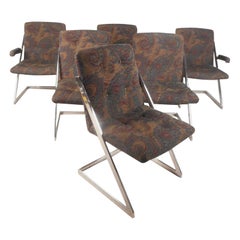 Set of Six Milo Baughman Style Chrome "Z" Frame Dining Chairs For Sale ...