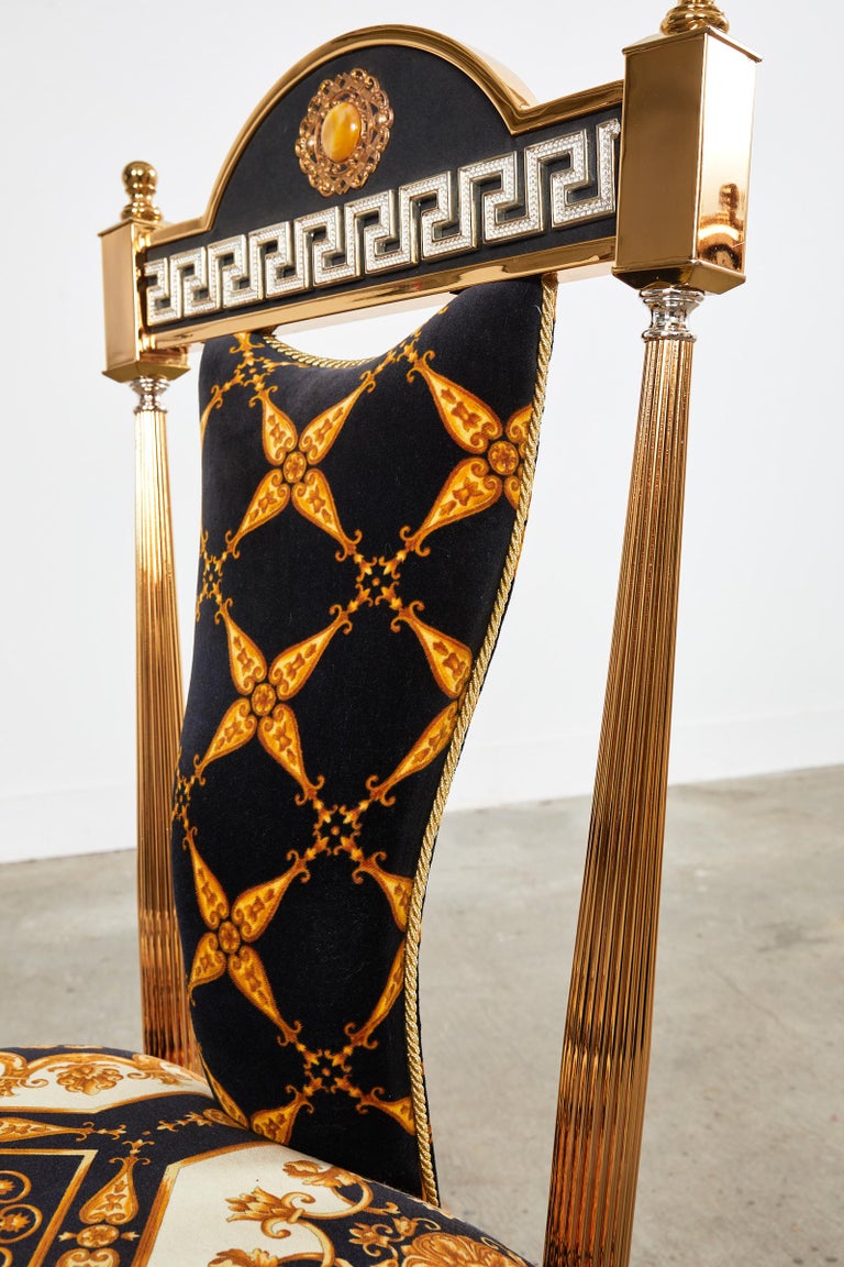 Set of Six Neoclassical Style Gilt Dining Chairs After Versace For Sale ...