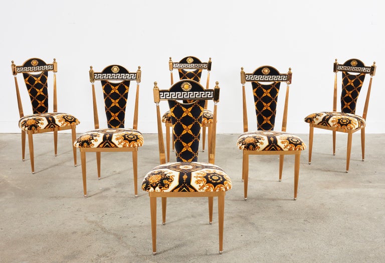 Set of Six Neoclassical Style Gilt Dining Chairs After Versace For Sale ...