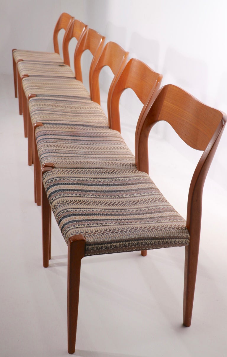 Set of Six Niels Moller Design Dinging Chairs Model 71 by J.L. Mollers ...