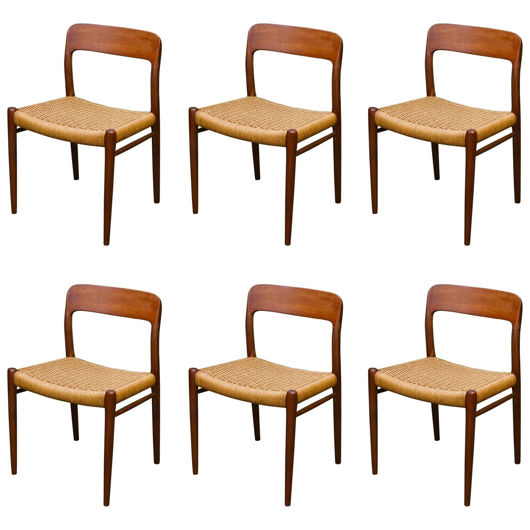 Set of Six Niels O. Møller Danish Teak Dining Chairs by J.L. Moeller at ...