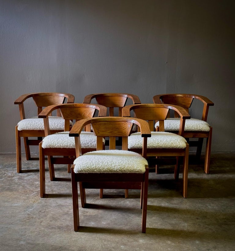 Set of Six Oak Dining Chairs by De Puydt For Sale at 1stDibs