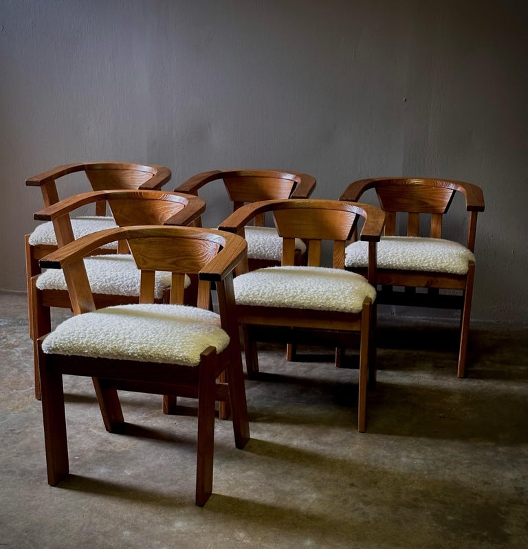 Set of Six Oak Dining Chairs by De Puydt For Sale at 1stDibs