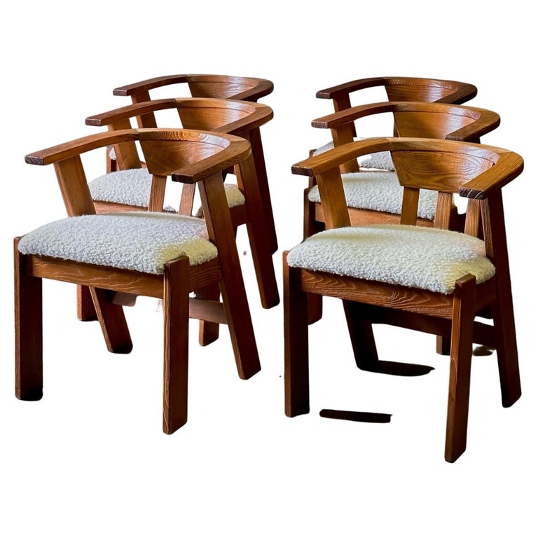 Set of Six Oak Dining Chairs by De Puydt For Sale at 1stDibs