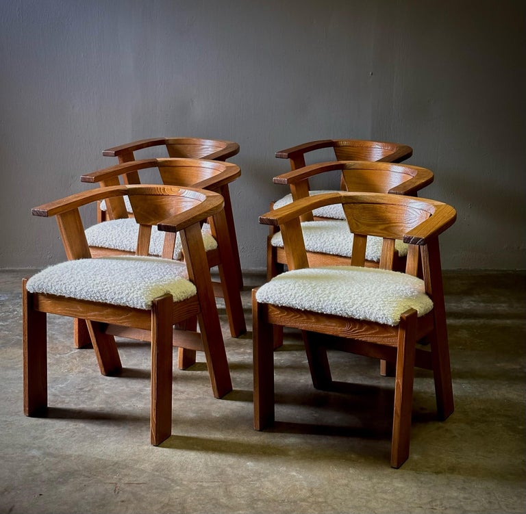 Set of Six Oak Dining Chairs by De Puydt For Sale at 1stDibs