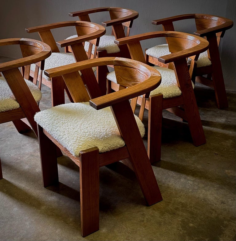 Set of Six Oak Dining Chairs by De Puydt For Sale at 1stDibs