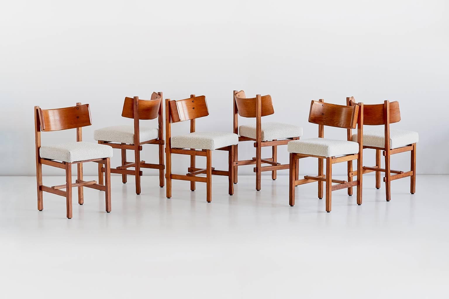 Set of Six Oak Dining Chairs by Simon Packo, Blankenberge, Belgium ...