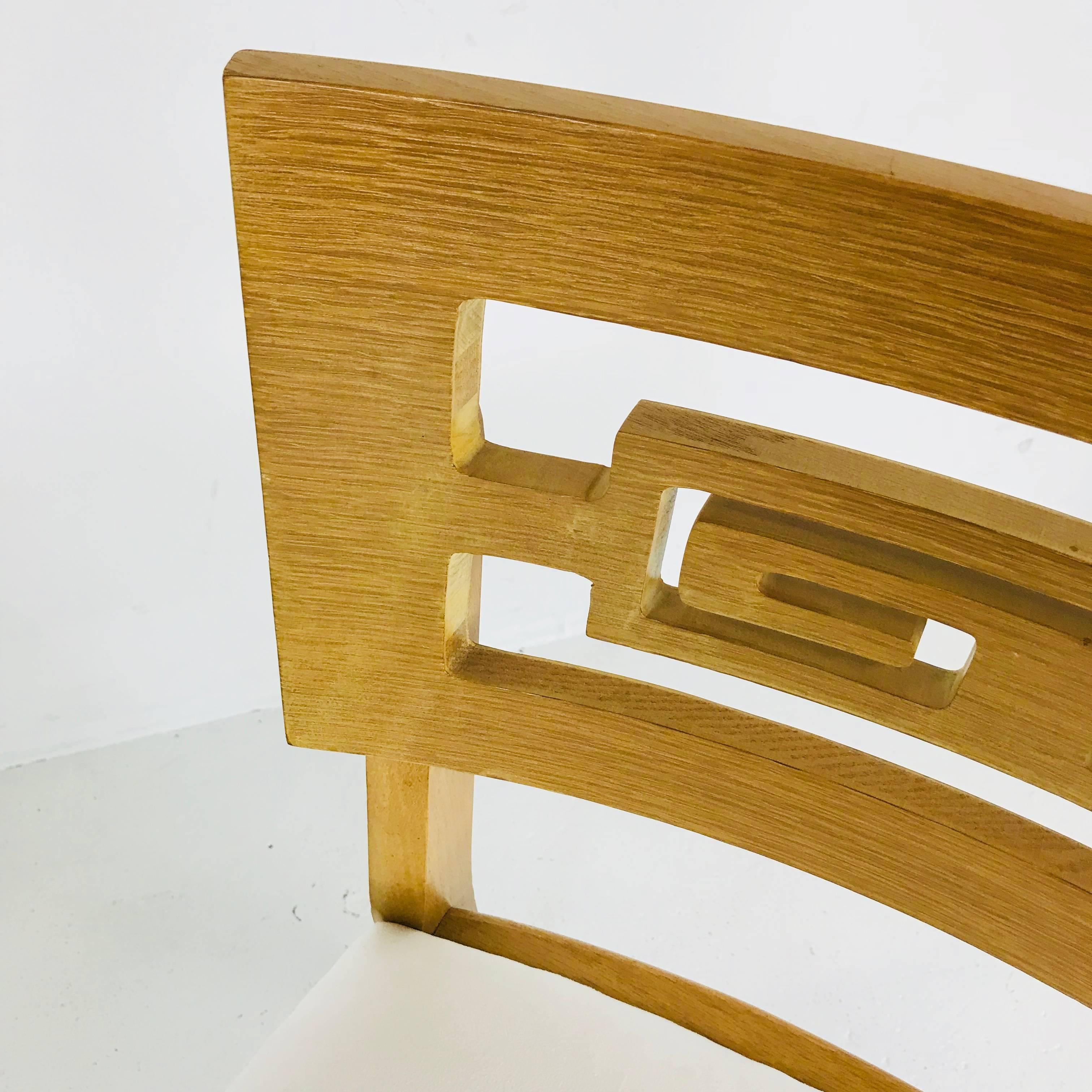 Set of Six Oak Midcentury Greek Key Dining Chairs at 1stDibs
