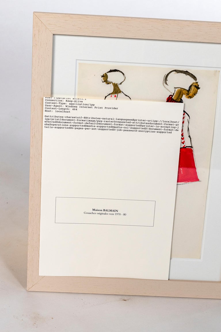 Set of Six Original Maison Balmain Gouaches from the 1970-1980 ...