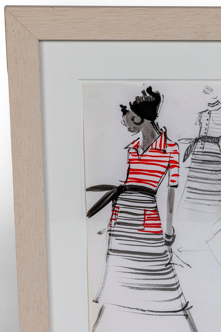 Set of Six Original Maison Balmain Gouaches from the 1970-1980 ...