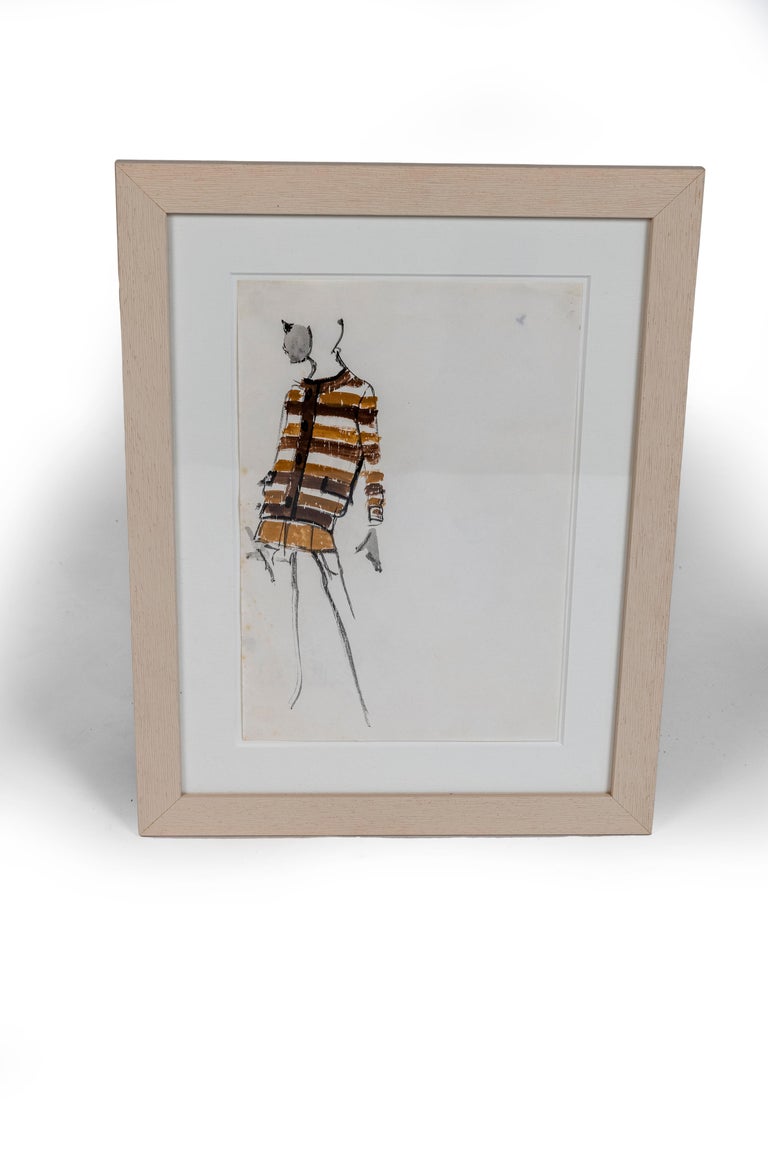 Set of Six Original Maison Balmain Gouaches from the 1970-1980 ...