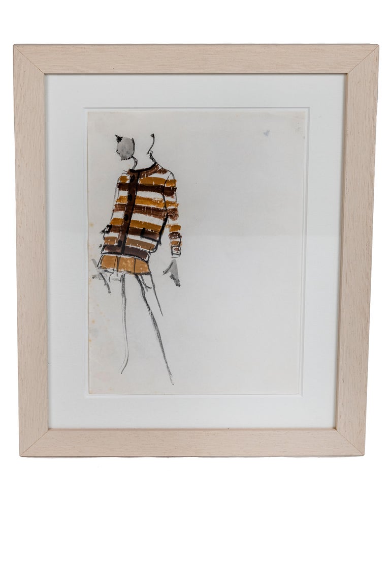 Set of Six Original Maison Balmain Gouaches from the 1970-1980 ...