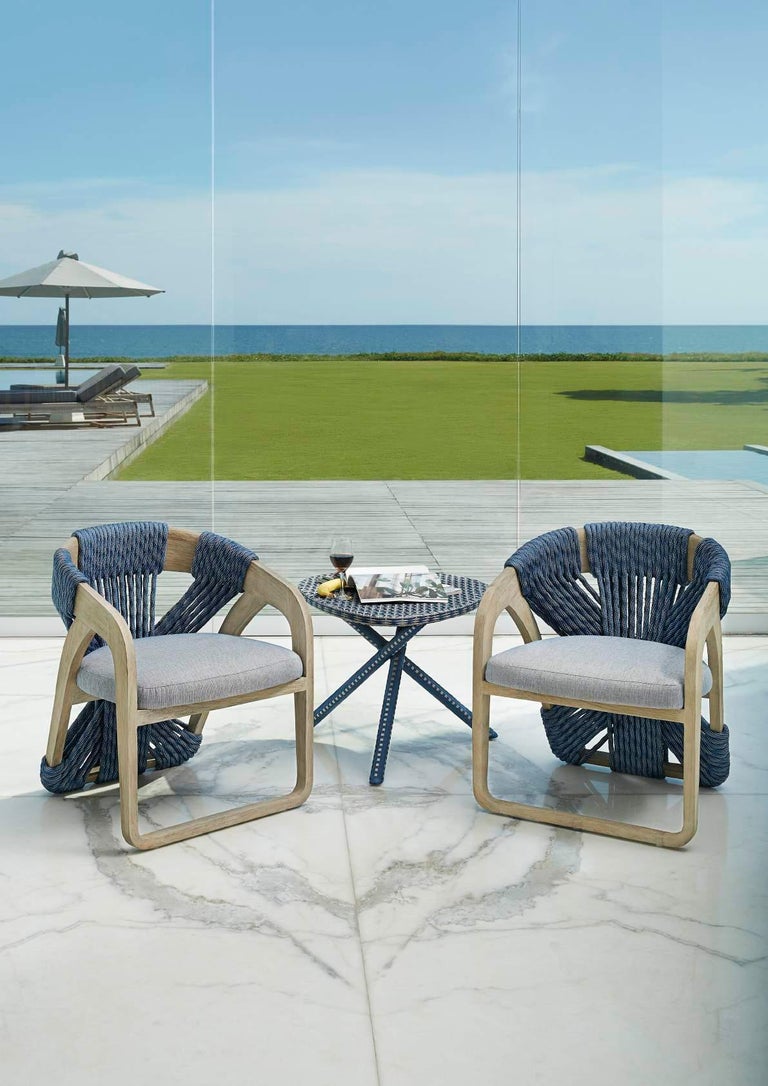 Outdoor Woven Rope Dining Chair In Black Teak For Sale at 1stDibs