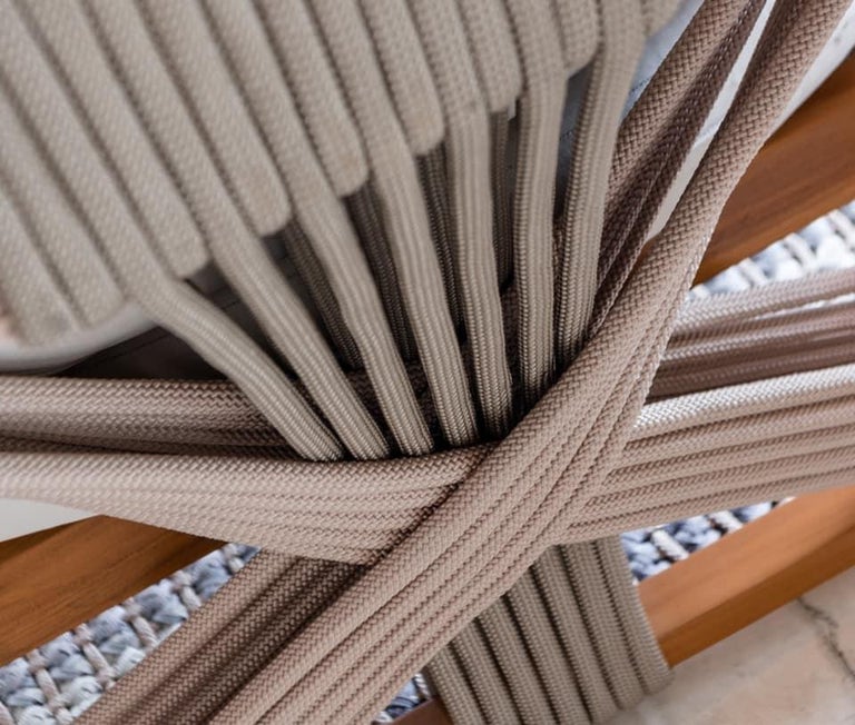 Outdoor Woven Rope Dining Chair In Black Teak For Sale at 1stDibs