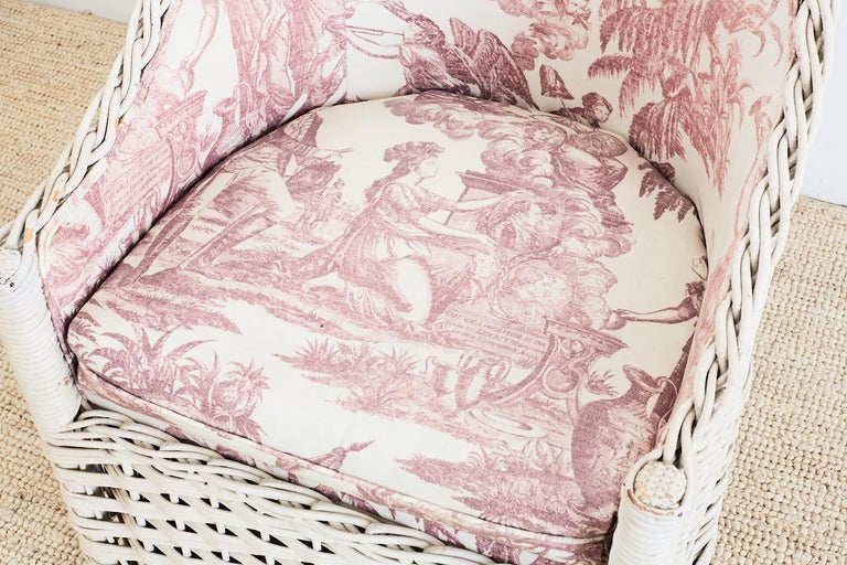 Set of Six Painted Rattan and Wicker Garden Chairs at 1stDibs