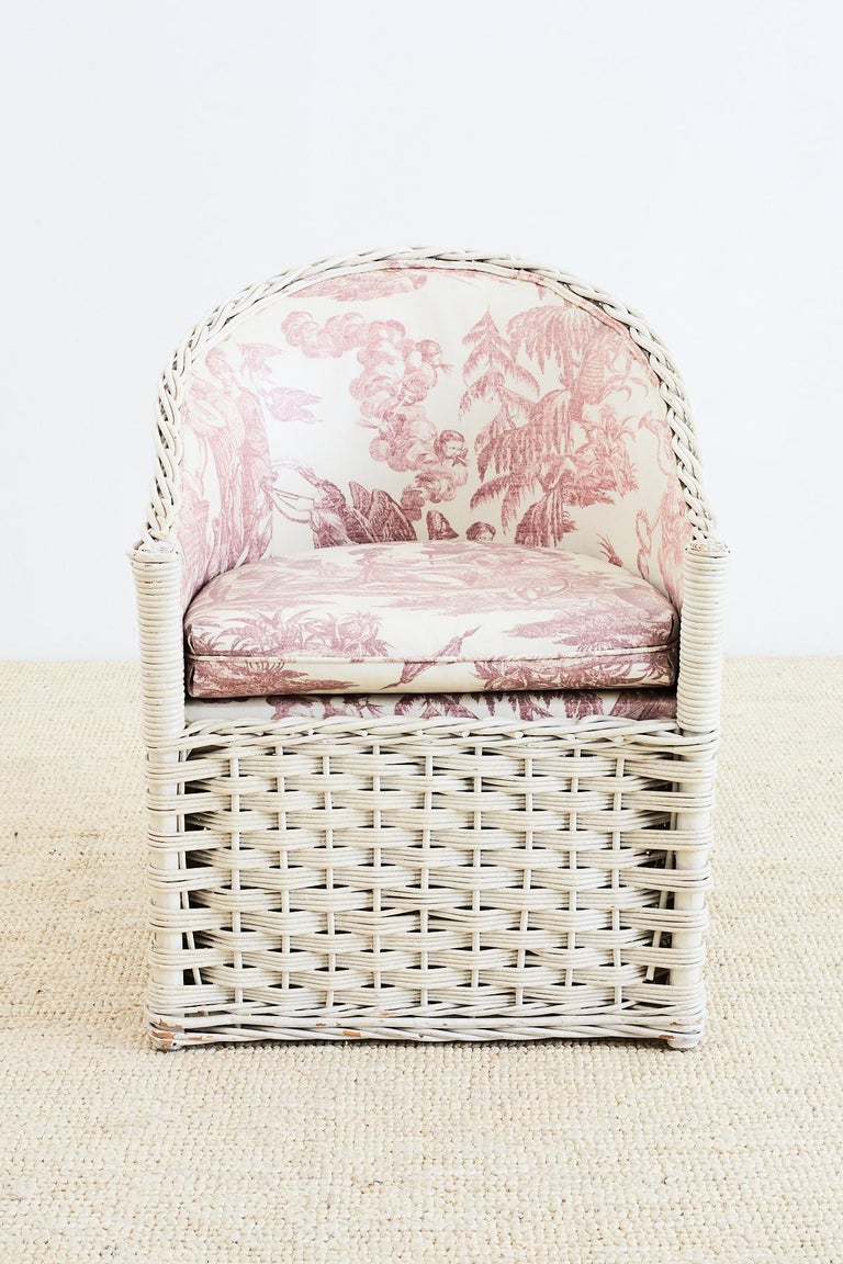 Set of Six Painted Rattan and Wicker Garden Chairs at 1stDibs