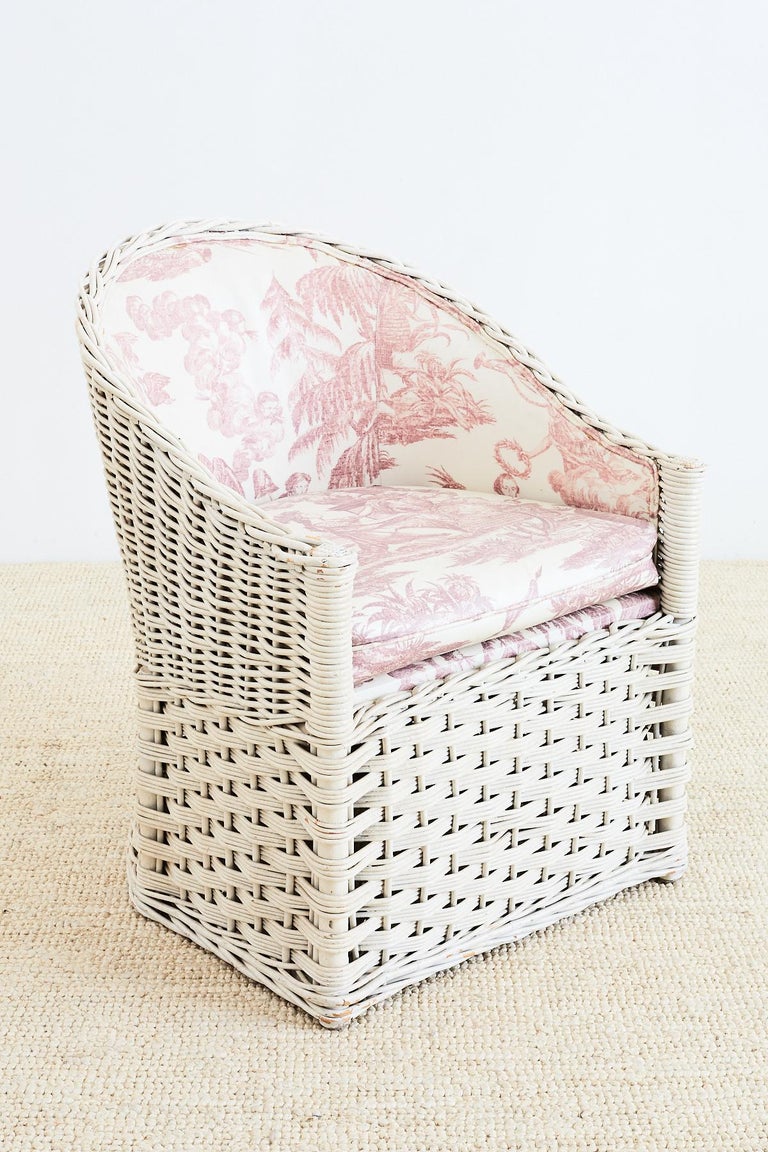 Set of Six Painted Rattan and Wicker Garden Chairs at 1stDibs