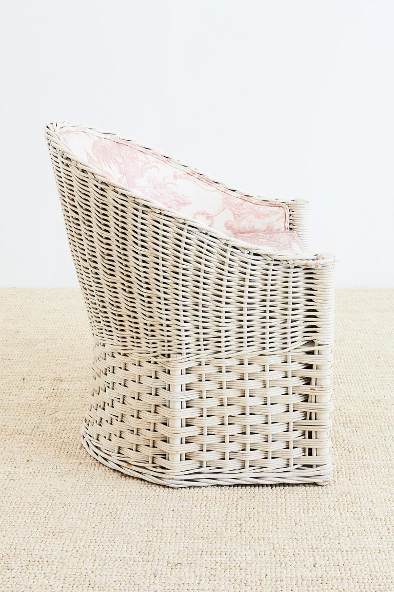 Set of Six Painted Rattan and Wicker Garden Chairs at 1stDibs