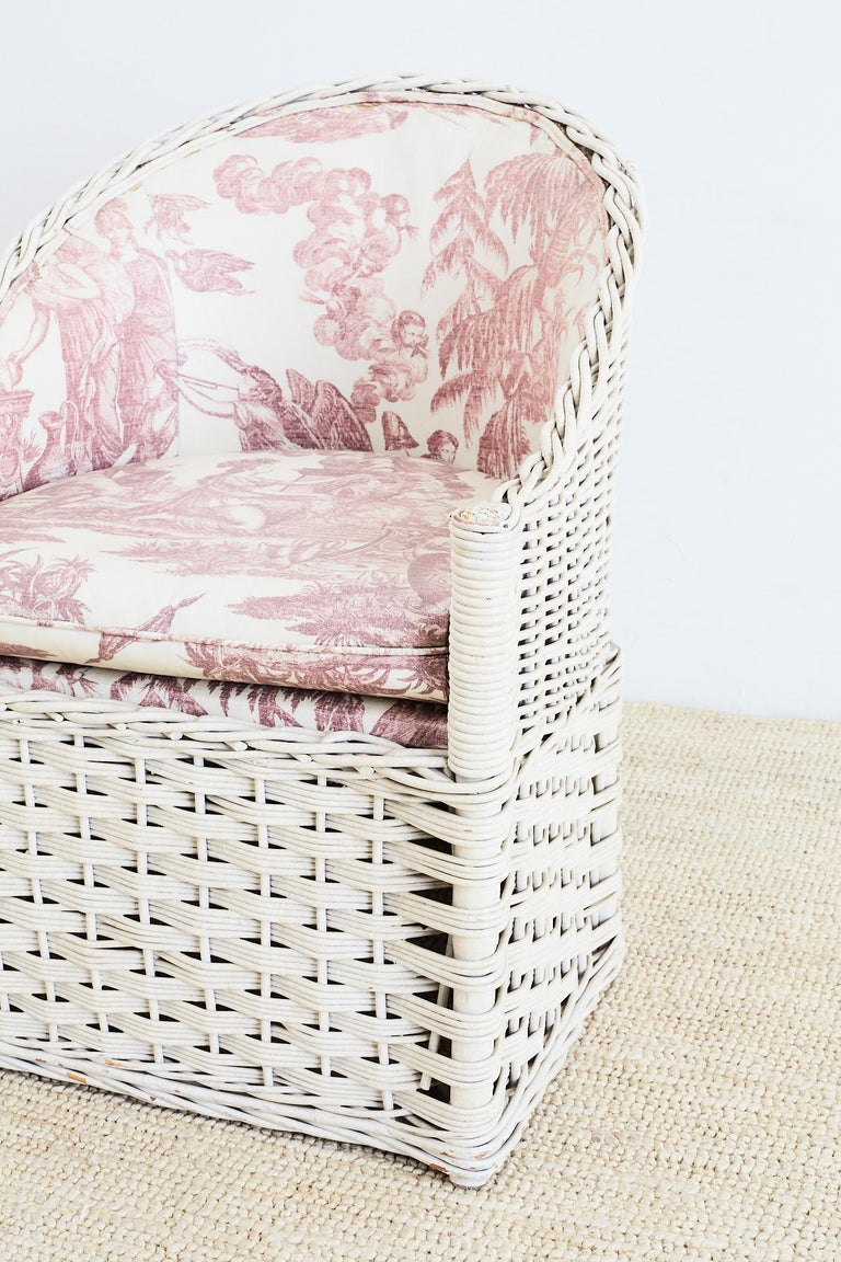 Set of Six Painted Rattan and Wicker Garden Chairs at 1stDibs