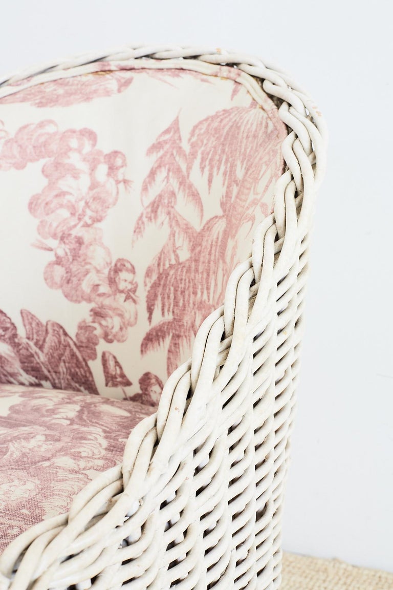 Set of Six Painted Rattan and Wicker Garden Chairs at 1stDibs