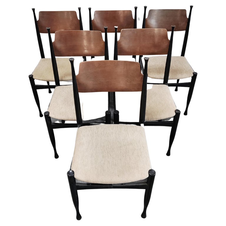 Set of Six Paolo Buffa Attr. Dining Chairs, Italy 1960s For Sale at 1stDibs