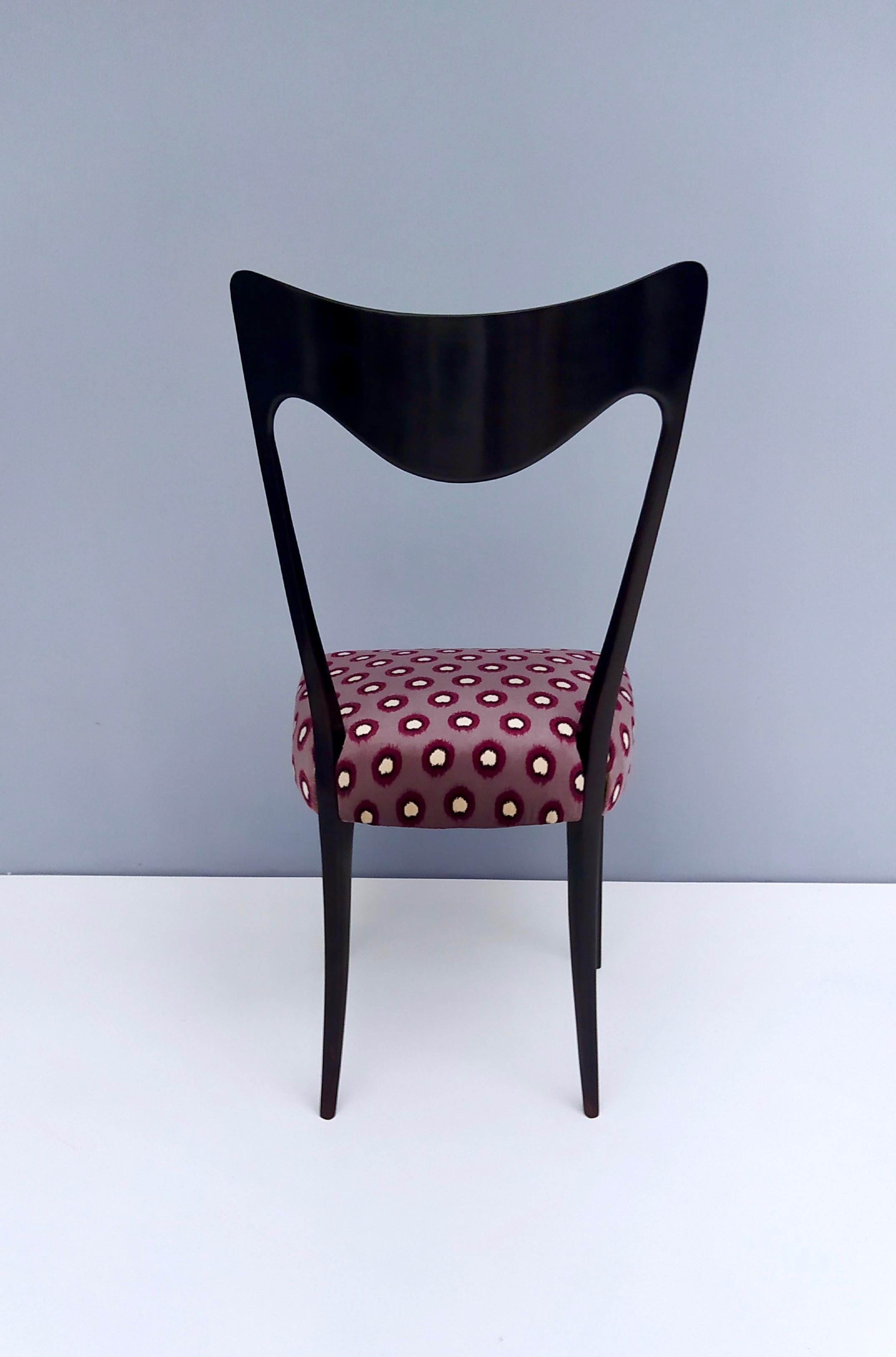 Set of Six Plum Purple Patterned Fabric Chairs by Carlo Enrico Rava ...
