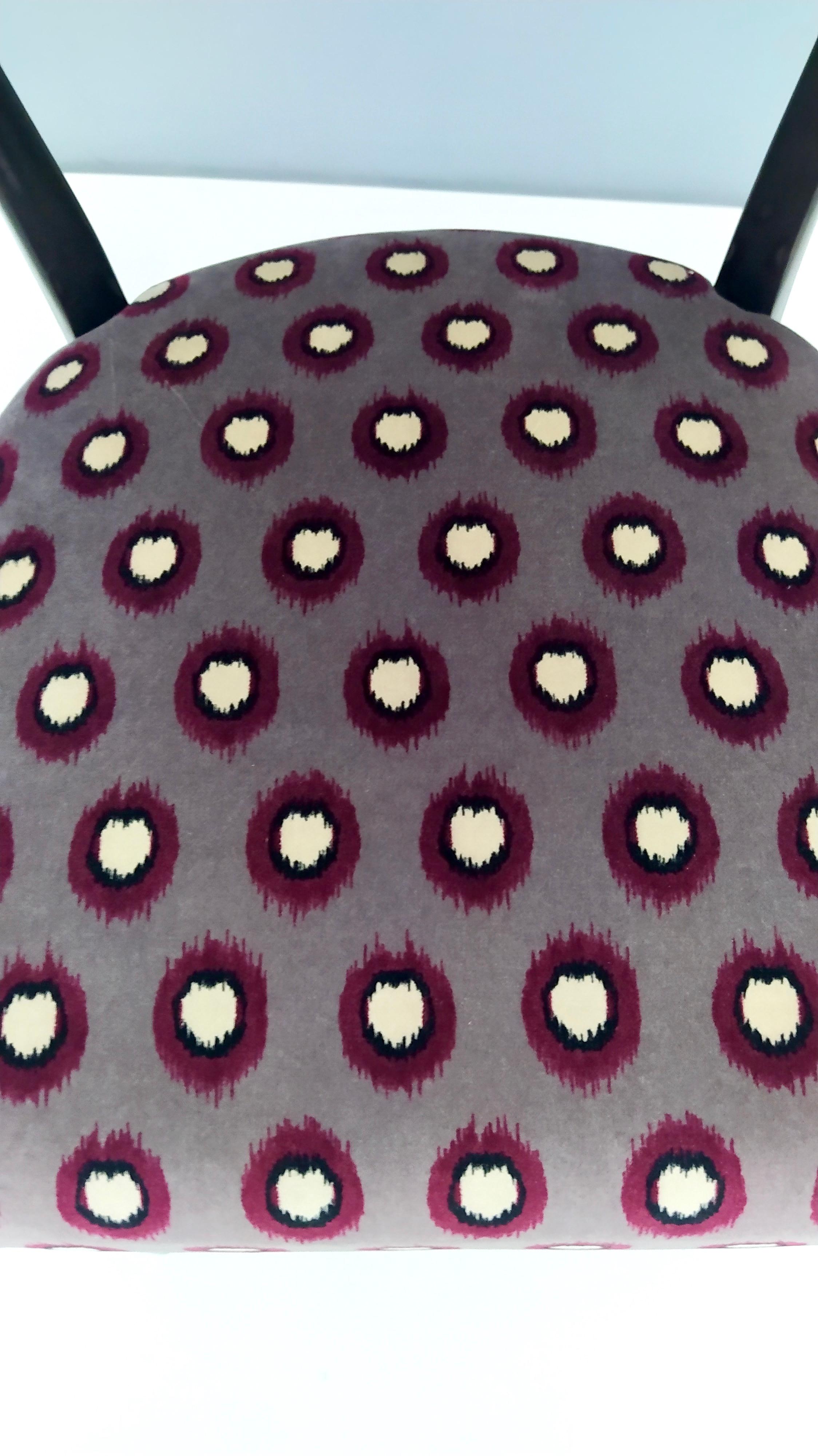 Set of Six Plum Purple Patterned Fabric Chairs by Carlo Enrico Rava ...