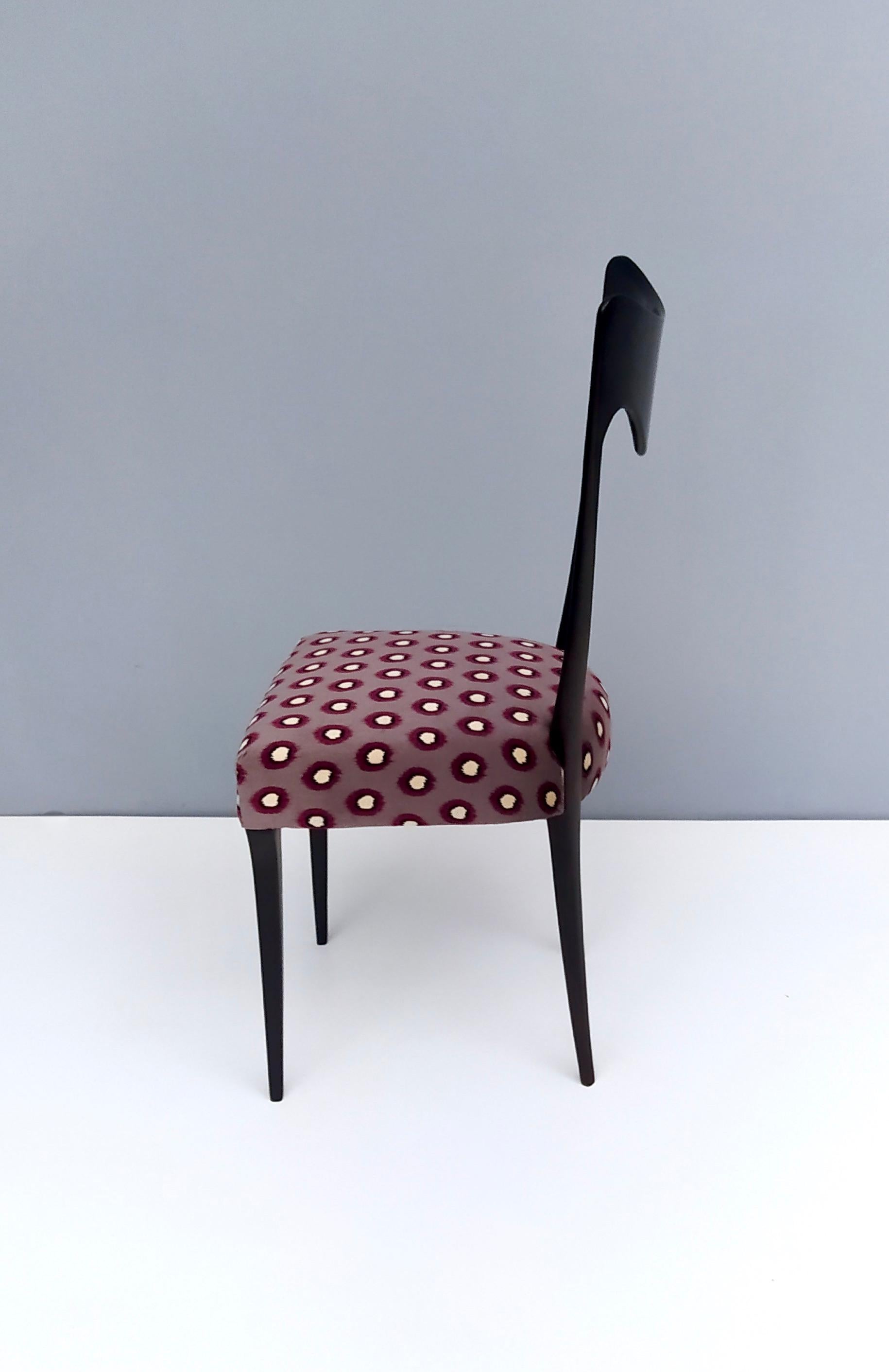 Set of Six Plum Purple Patterned Fabric Chairs by Carlo Enrico Rava ...