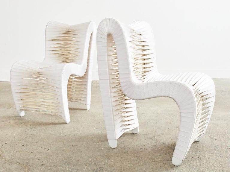 Set of Six Post Modern Style Seat Belt Dining Chairs For Sale at 1stDibs