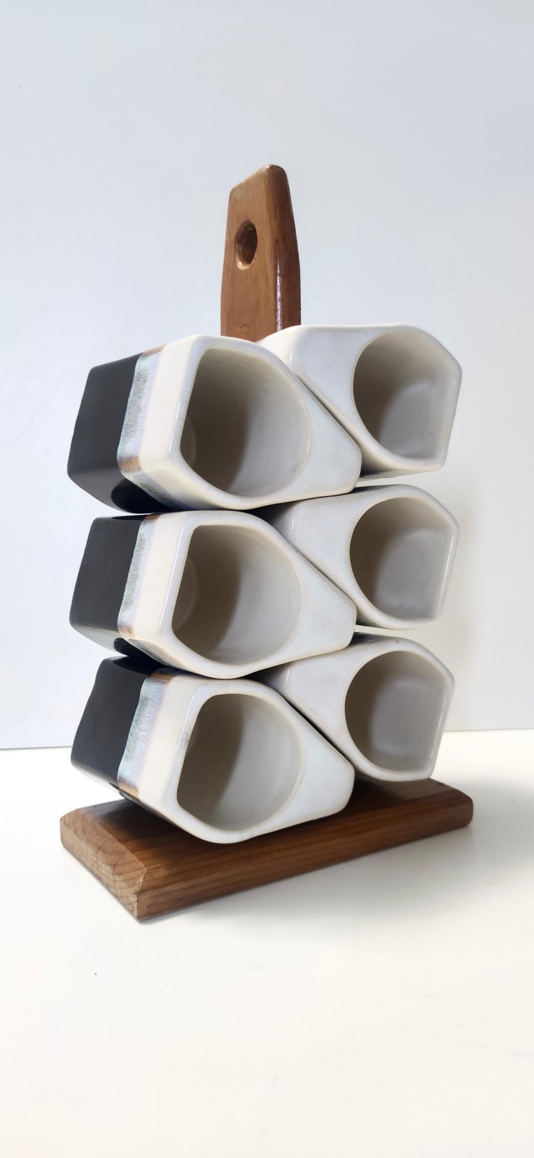 Set of Six Postmodern Lacquered Ceramic Mugs by Padilla, Mexico For ...