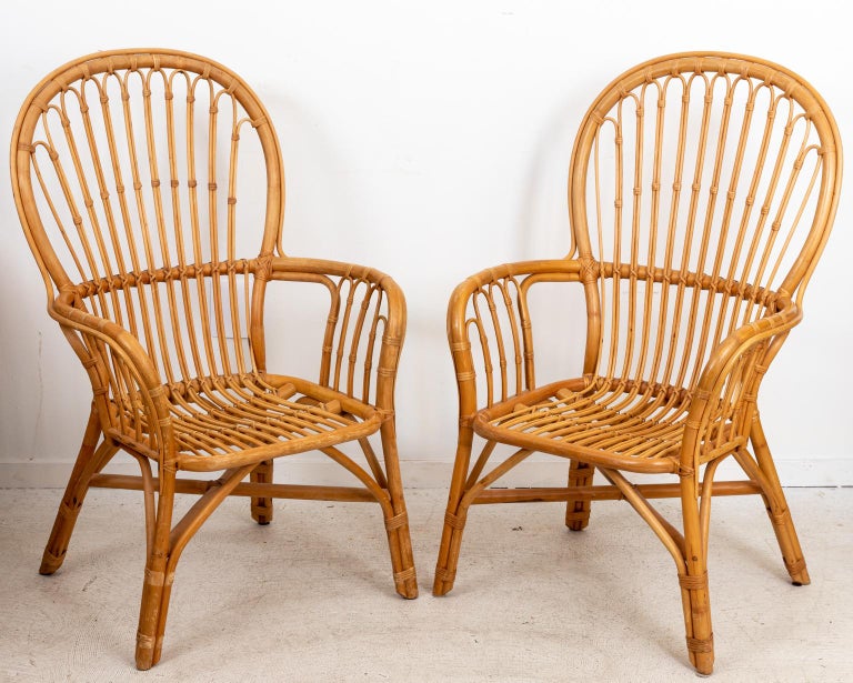 Set of Six Rattan High Back Chairs at 1stDibs