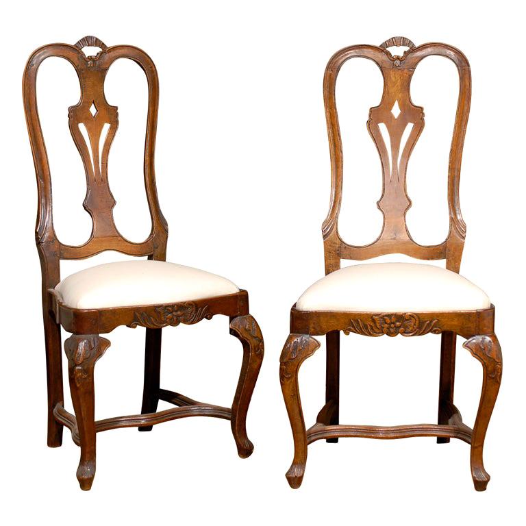 Set of Six Rococo Style 19th Century Dining Room Chairs with Tall ...