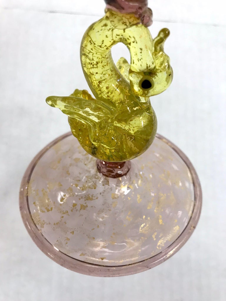 Set of Six Salviati Venetian Murano Glass Stemware Glasses Stems ...