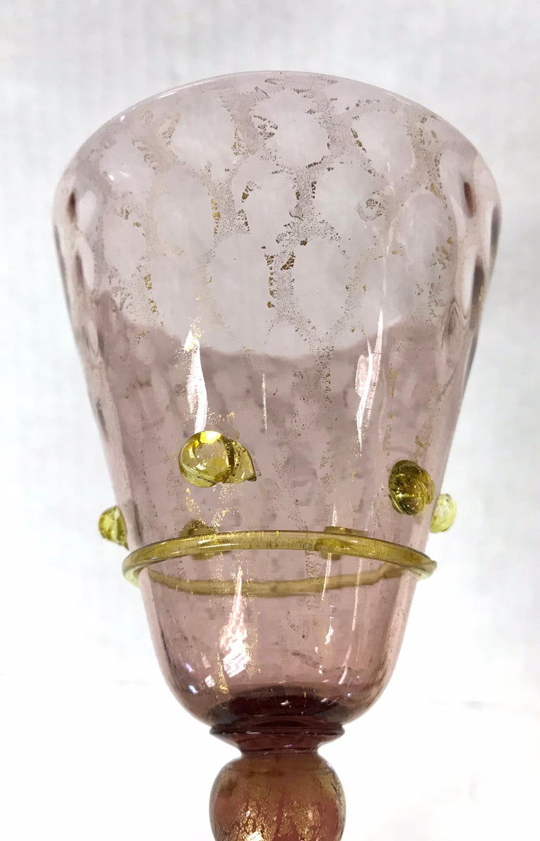 Set of Six Salviati Venetian Murano Glass Stemware Glasses Stems ...