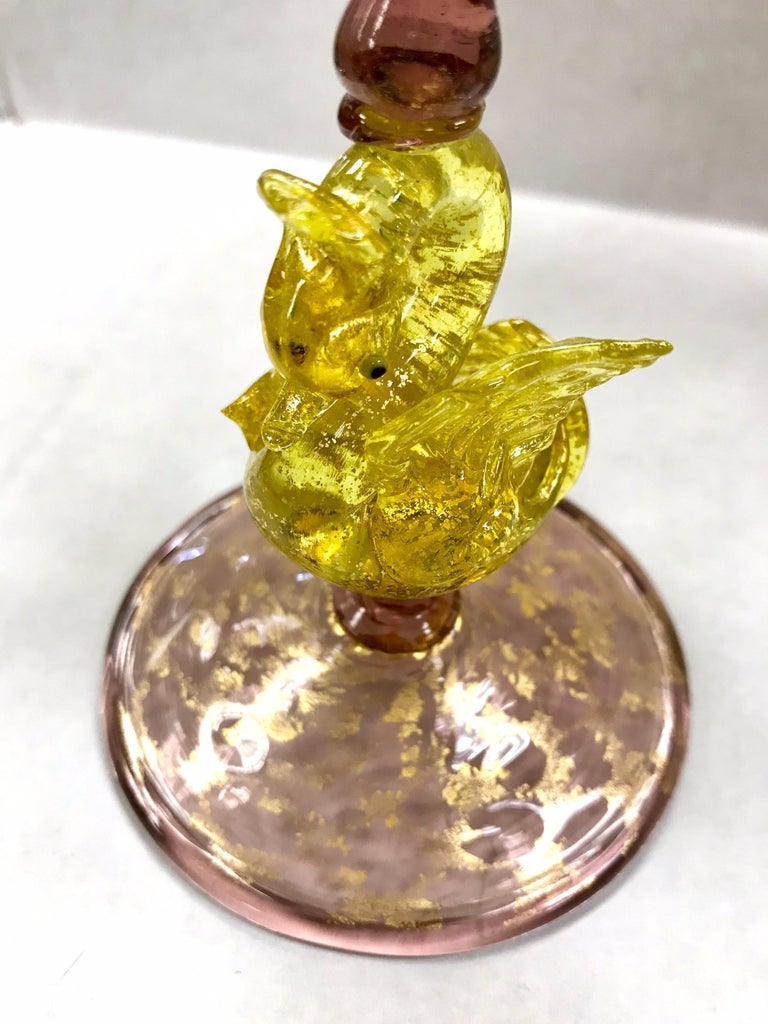 Set of Six Salviati Venetian Murano Glass Stemware Glasses Stems ...