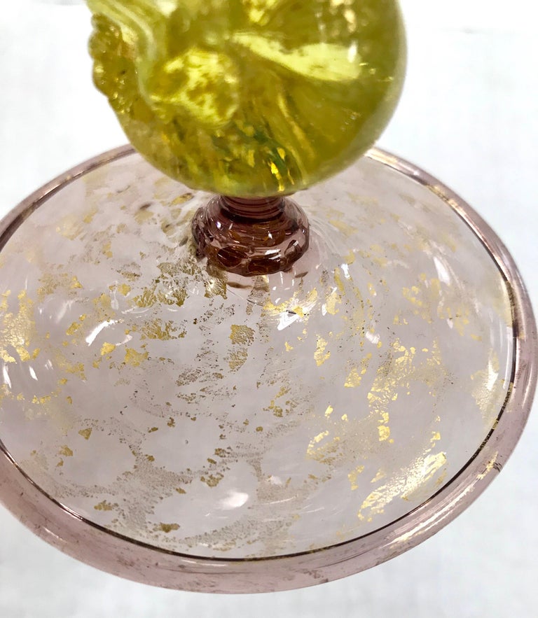 Set of Six Salviati Venetian Murano Glass Stemware Glasses Stems ...