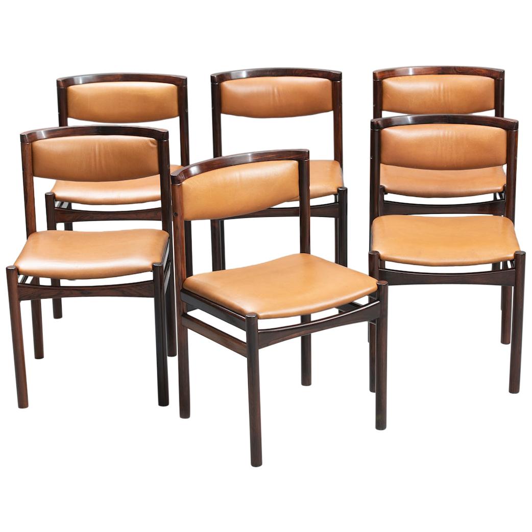 Set of Six Sax Møbelfabrik Rosewood Dining Chairs at 1stDibs | sax stol