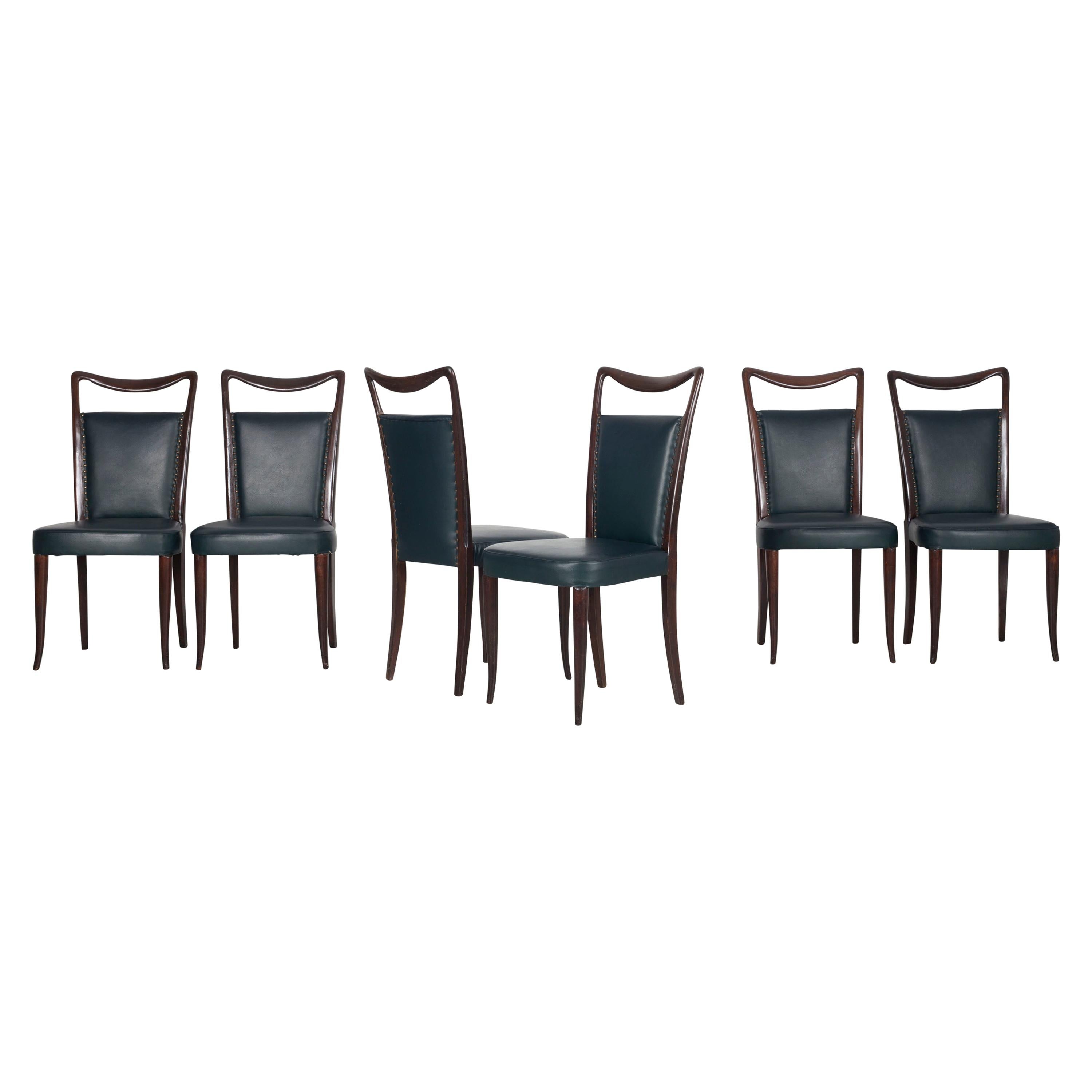Set of Six Sidechairs from Vittorio Dassi from Italy, 1950s at 1stDibs