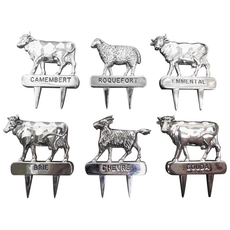 Set of Six Silver Plated Cheese Markers at 1stDibs