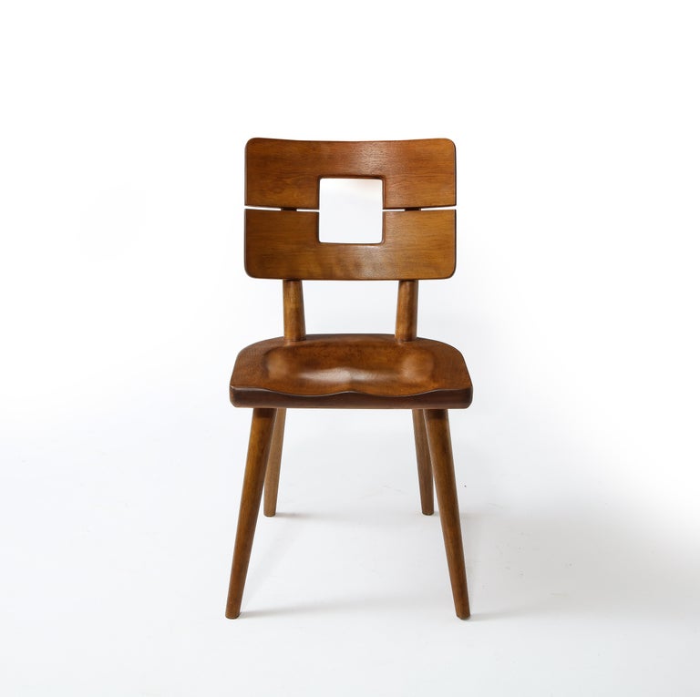 Set of Six Solid Elm Chairs, Usa 1960's For Sale at 1stDibs