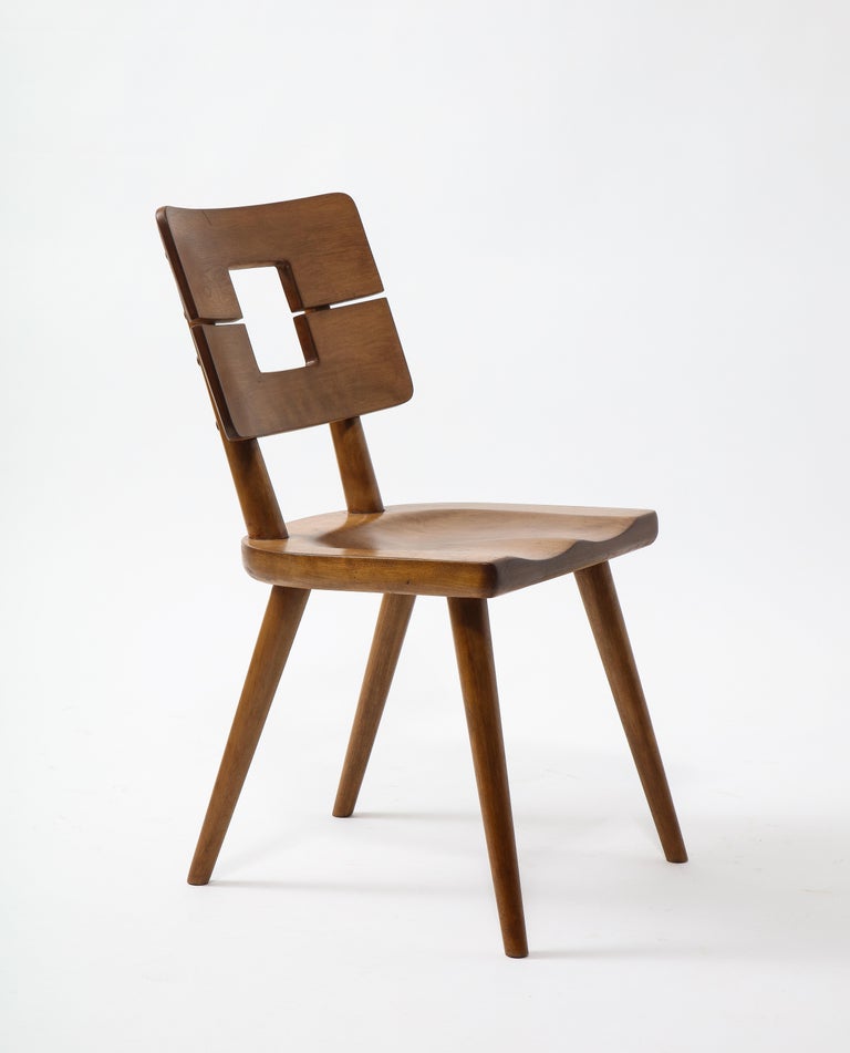 Set of Six Solid Elm Chairs, Usa 1960's For Sale at 1stDibs