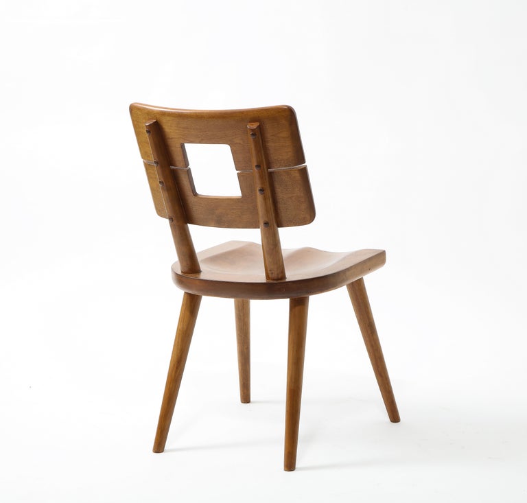 Set of Six Solid Elm Chairs, Usa 1960's For Sale at 1stDibs