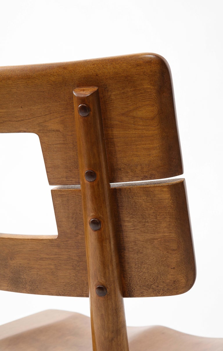 Set of Six Solid Elm Chairs, Usa 1960's For Sale at 1stDibs